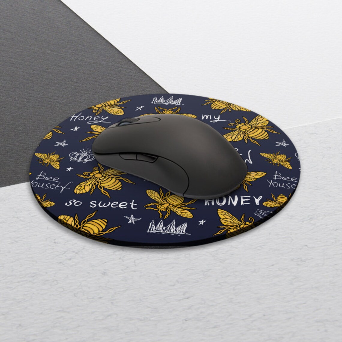 Bee Mouse pad Cute Mouse pad Round Mousepad Insect Mouse pad | Etsy