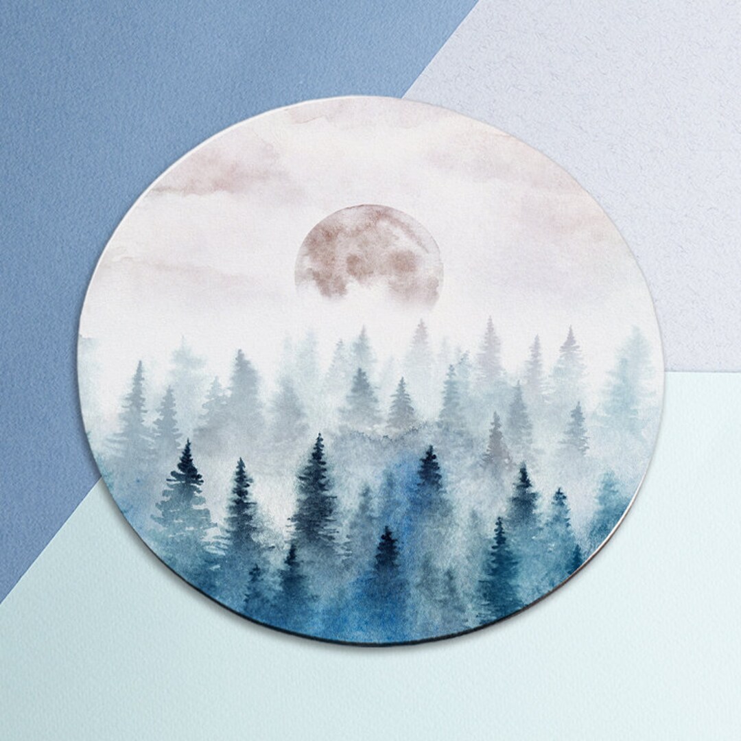 Mousepad Forest Mousepad Moon Mist Nature Art Mouse Mat Square Mouse ...