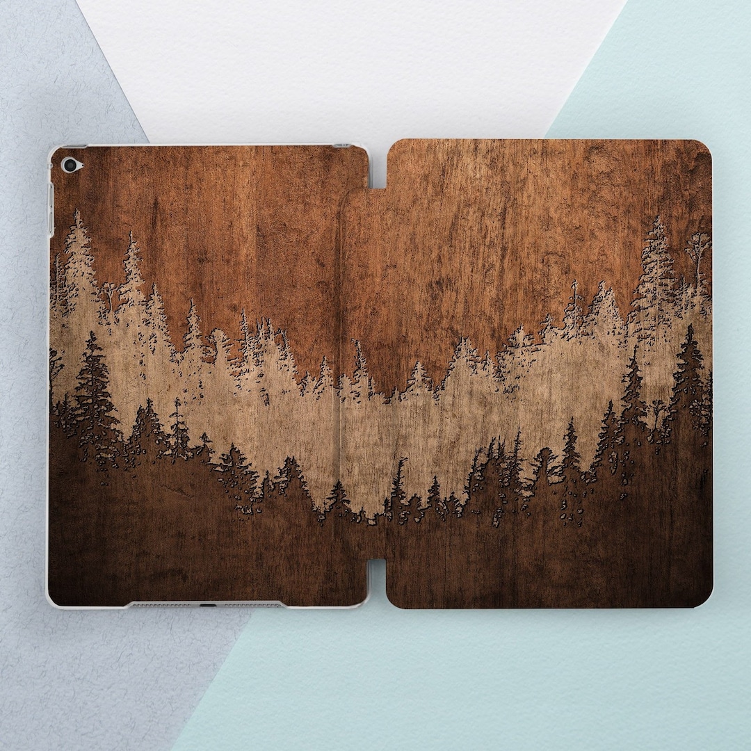 Wood Print Art Forest Nature Trees Men iPad Case Brown iPad Flip Stand ...