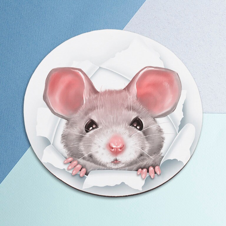 Mouse pad rats White cover Cute rat art Round mouse pad Kawaii | Etsy