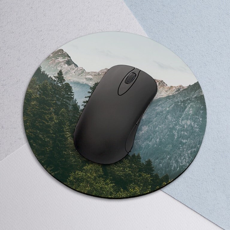 Mountain Mouse Pad Nature Mouse Pad Round Mousepad Office Decor Forest ...