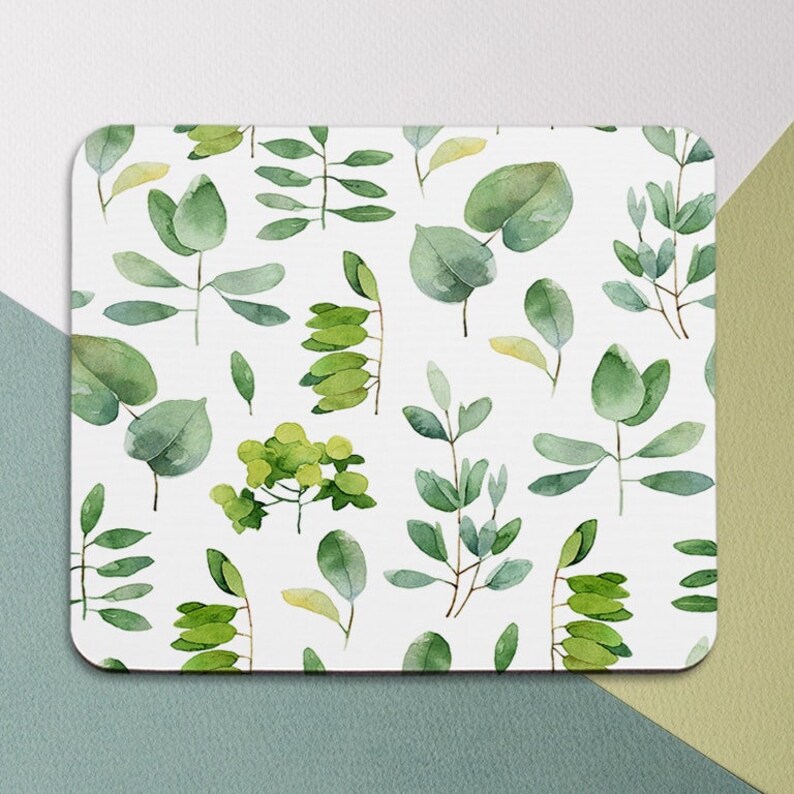 Green Leaf Mouse Pad Leaves Mouse Pad Round Mousepad Office | Etsy