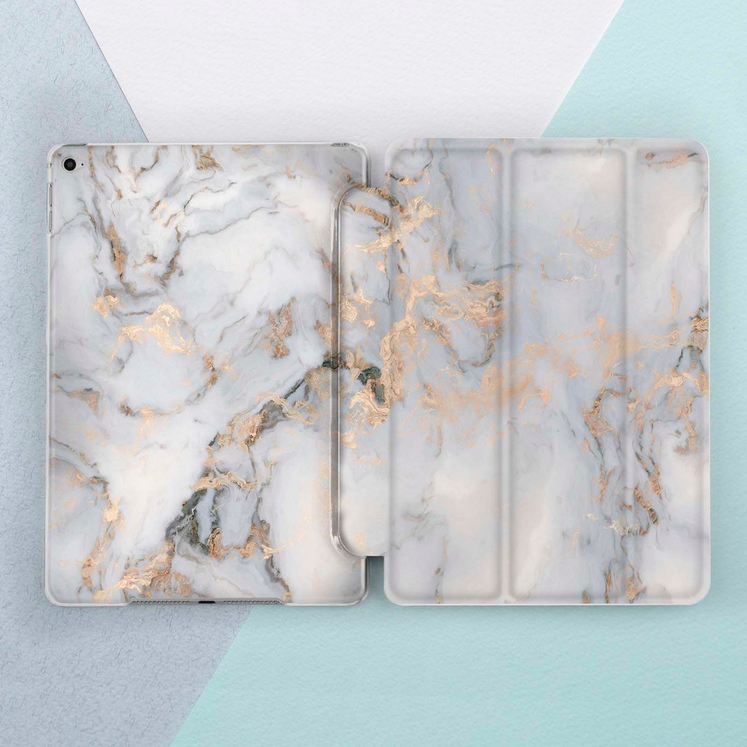 IPad White Marble Print Elegant Case Light Stone Gray Aesthetic iPad ...