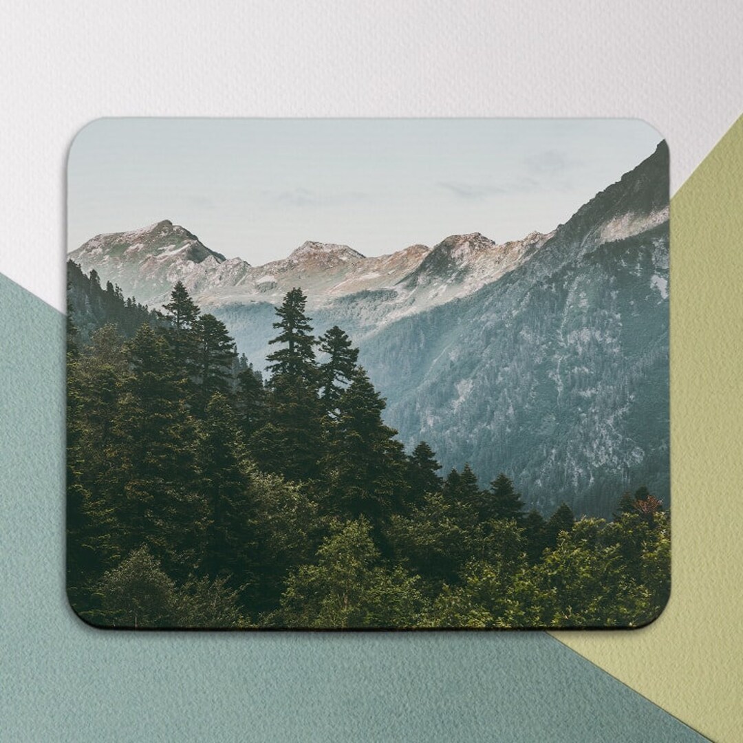 Mountain Mouse Pad Nature Mouse Pad Round Mousepad Office Decor Forest ...