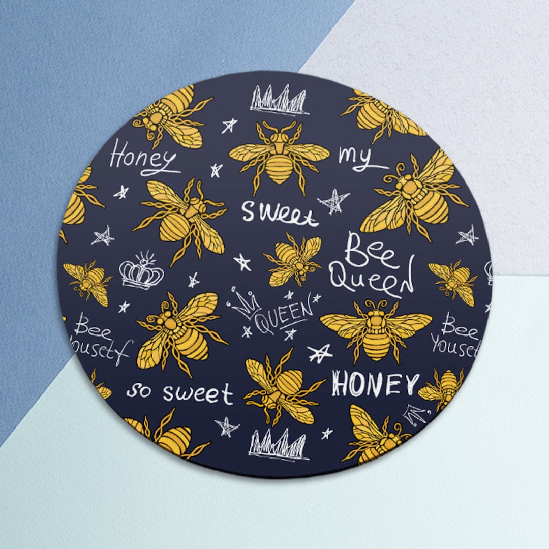 Bee Mouse Pad Cute Mouse Pad Round Mousepad Insect Mouse Pad Honey ...