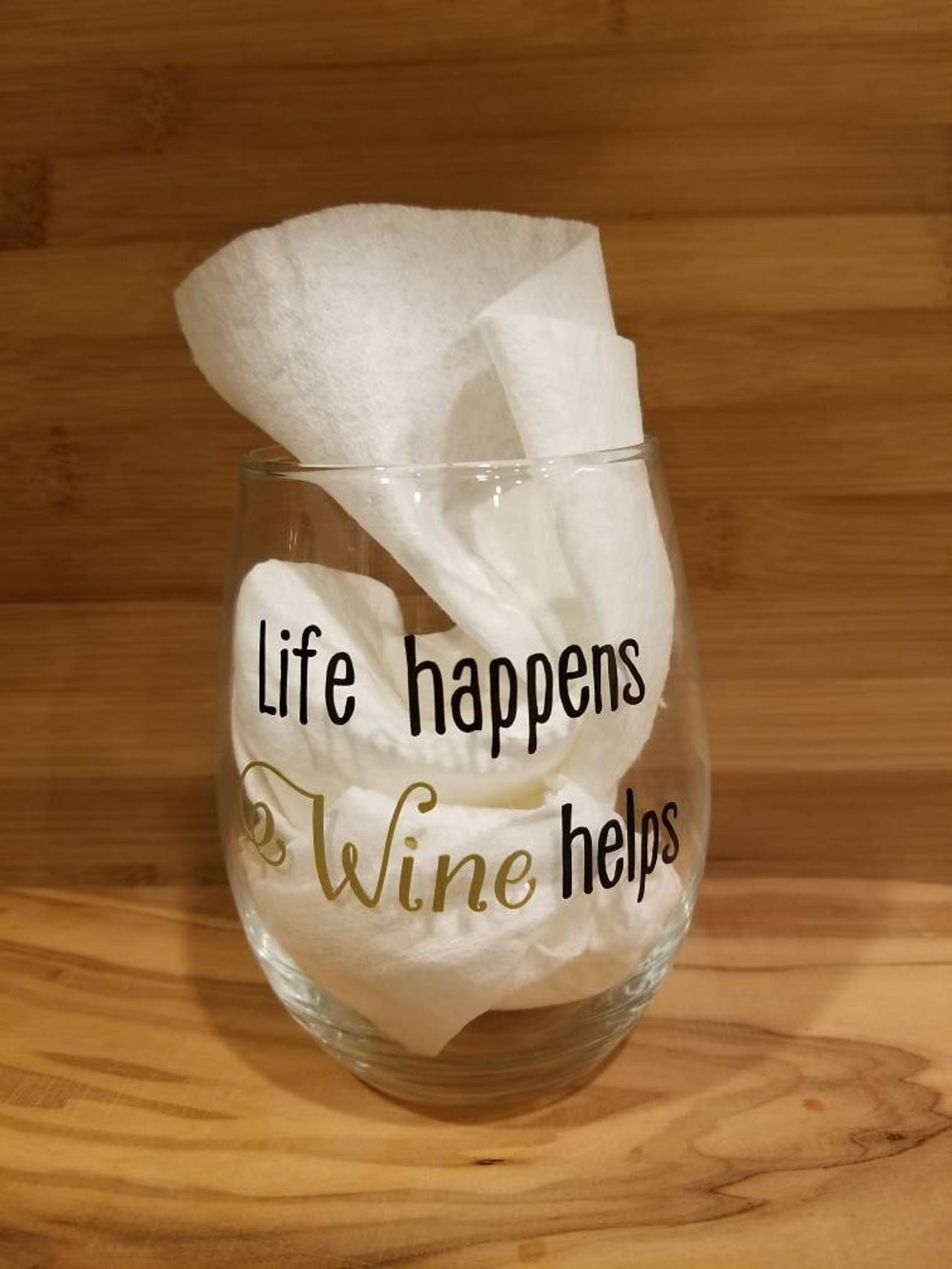 Set Of 4 Stemless Wine Glasses With Funnycute Sayings Etsy