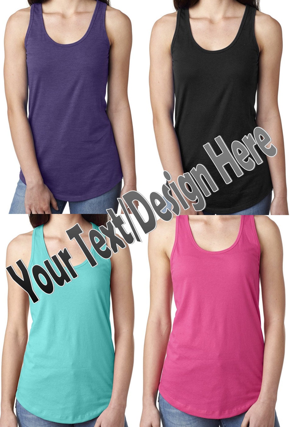 CUSTOMIZED Racerback Tank Tops YOUR OWN Text/design - Etsy