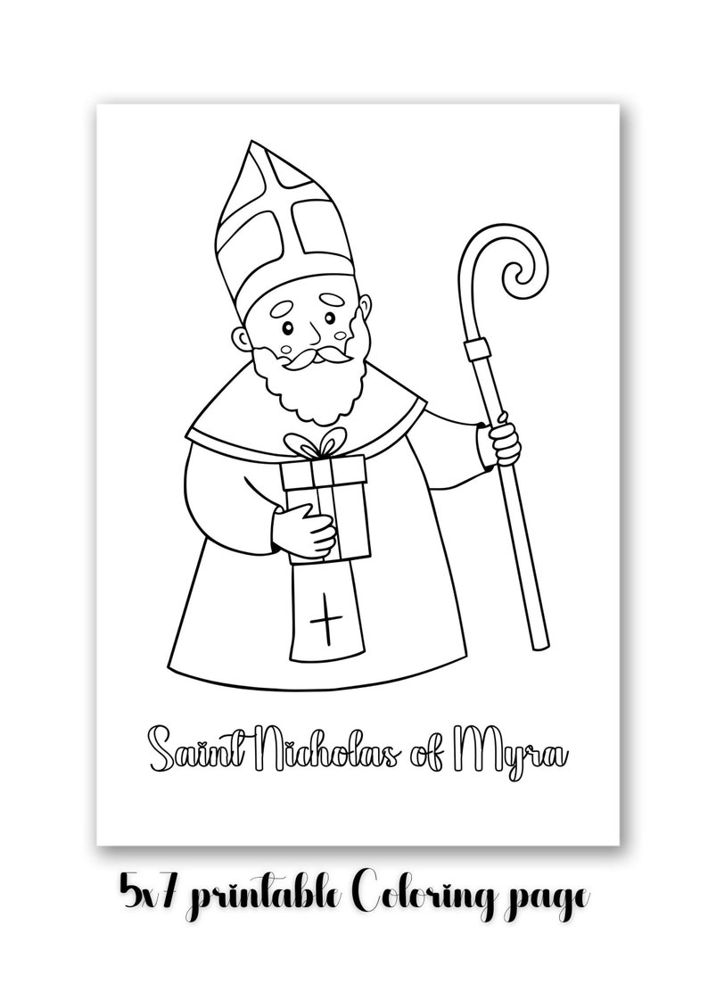Saint Nicholas of Myra Printable Coloring Page, St. Nicholas Coloring ...