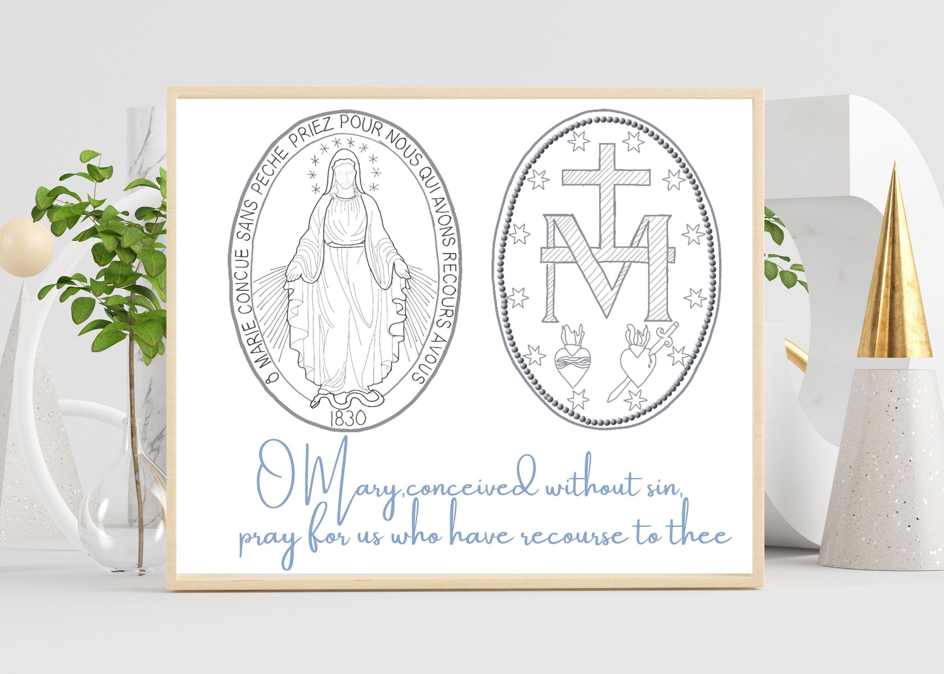 Miraculous Medal, DOWNLOADABLE PRINT, Catholic Printable Wall Art ...