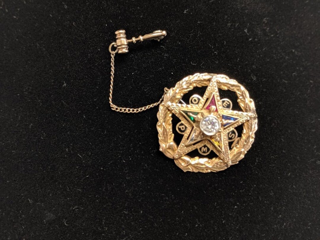 Vintage 10kt Masonic Past Matron Order of the Eastern Star Diamond ...