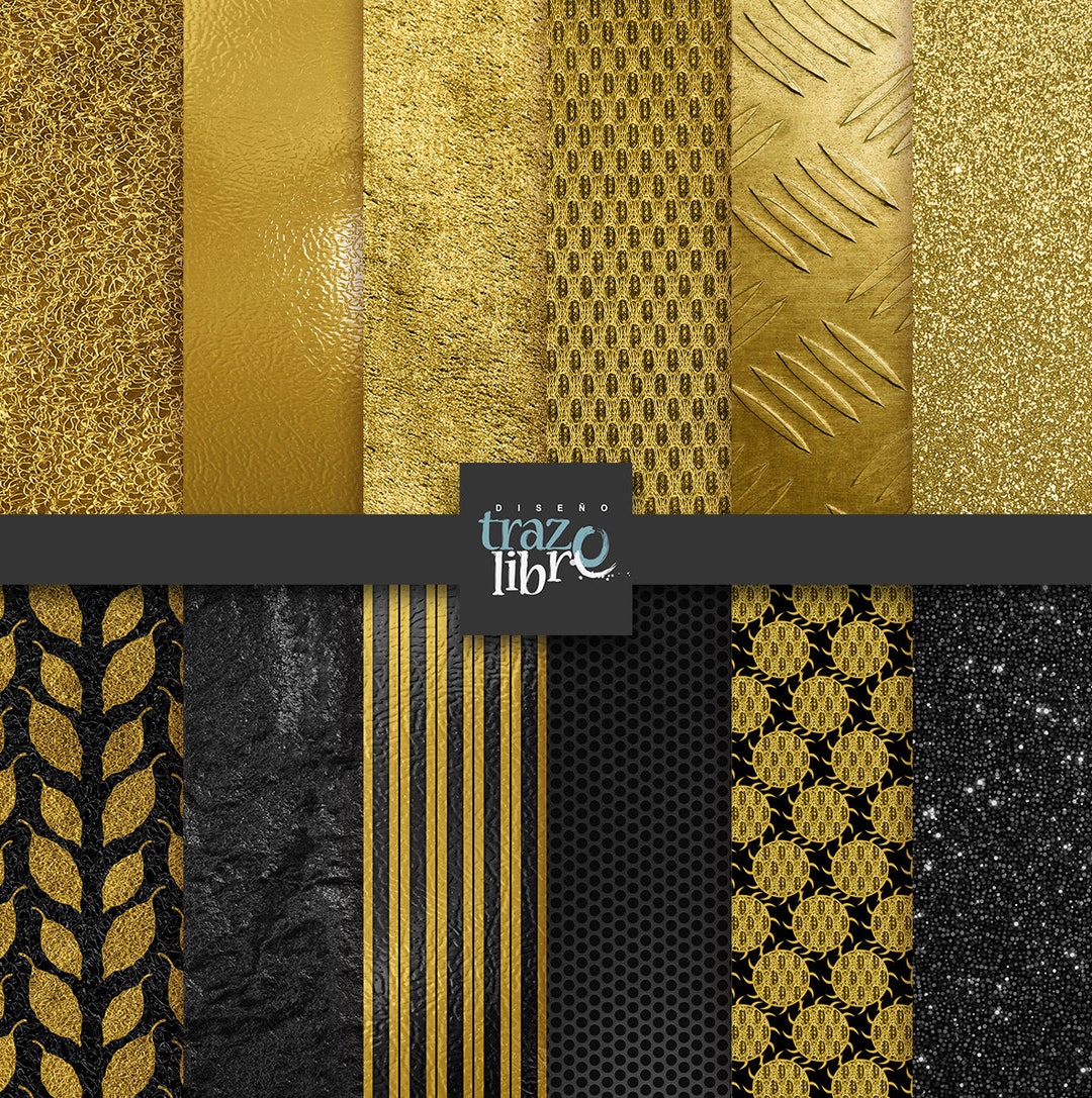GOLD BLACK DIGITAL Paper: Digital Download, Digital Clip Art, Gold ...