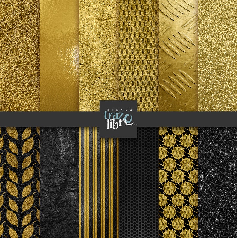 GOLD BLACK DIGITAL Paper: Digital Download, Digital Clip Art, Gold ...
