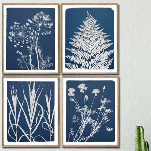 Cyanotype Print Botanical Wall Art Blue Queen Anne Flower - Etsy
