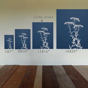 Cyanotype Botanical Print - Pressed Flower on Blue Background - Blue ...