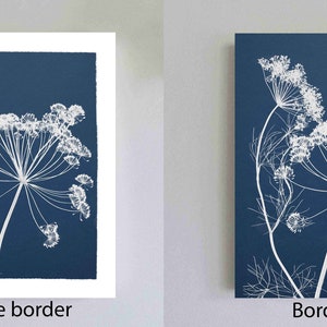 Cyanotype Print - Flowers on Navy Blue Background - Pressed Flower ...
