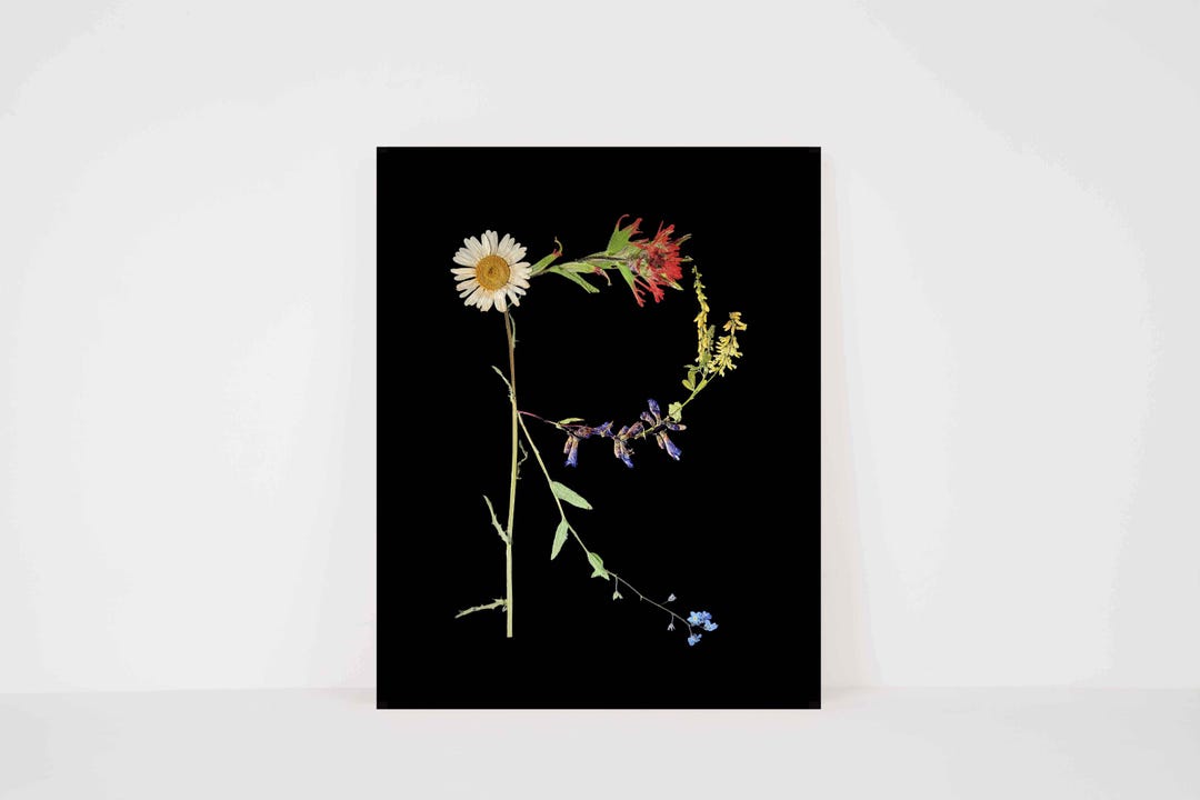 Letter R Floral Print: Botanical Initial Art (8x10) - Etsy