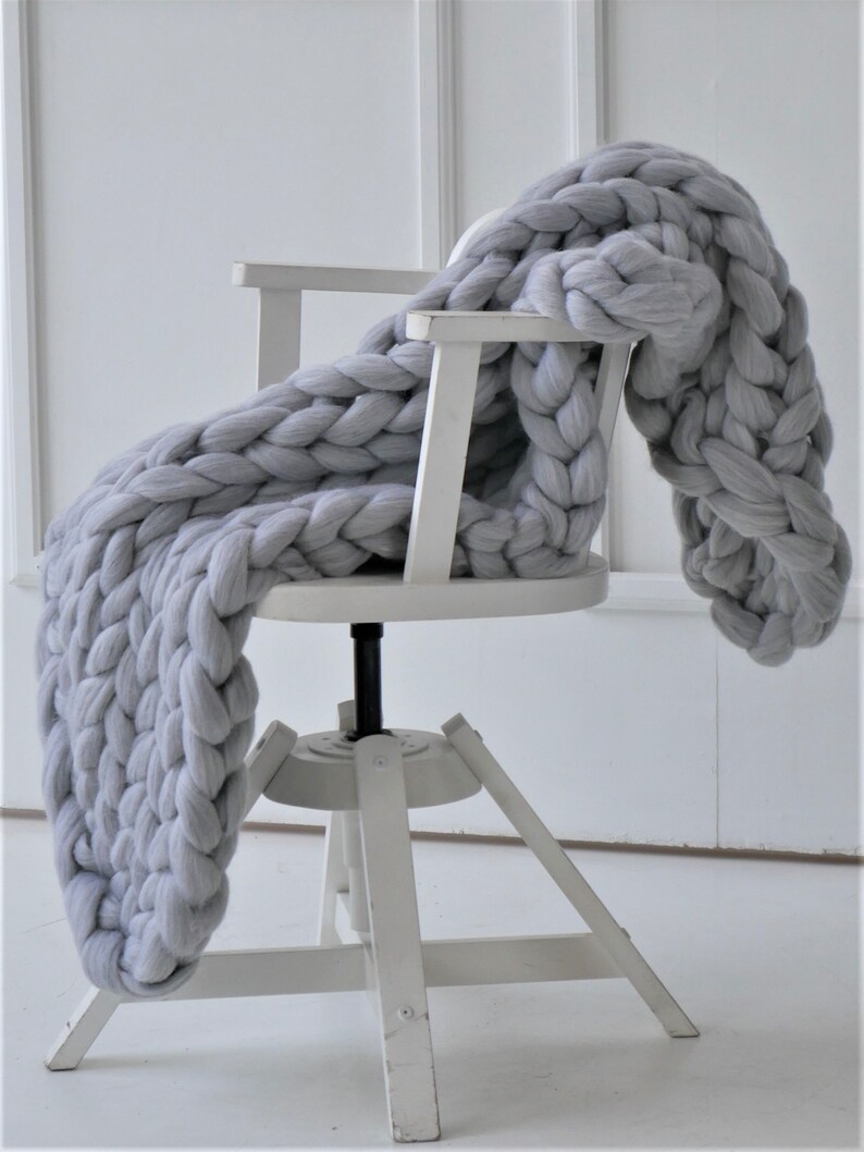 Chunky Knit Blanket Chunky Knit Throw Merino Wool Blanket | Etsy