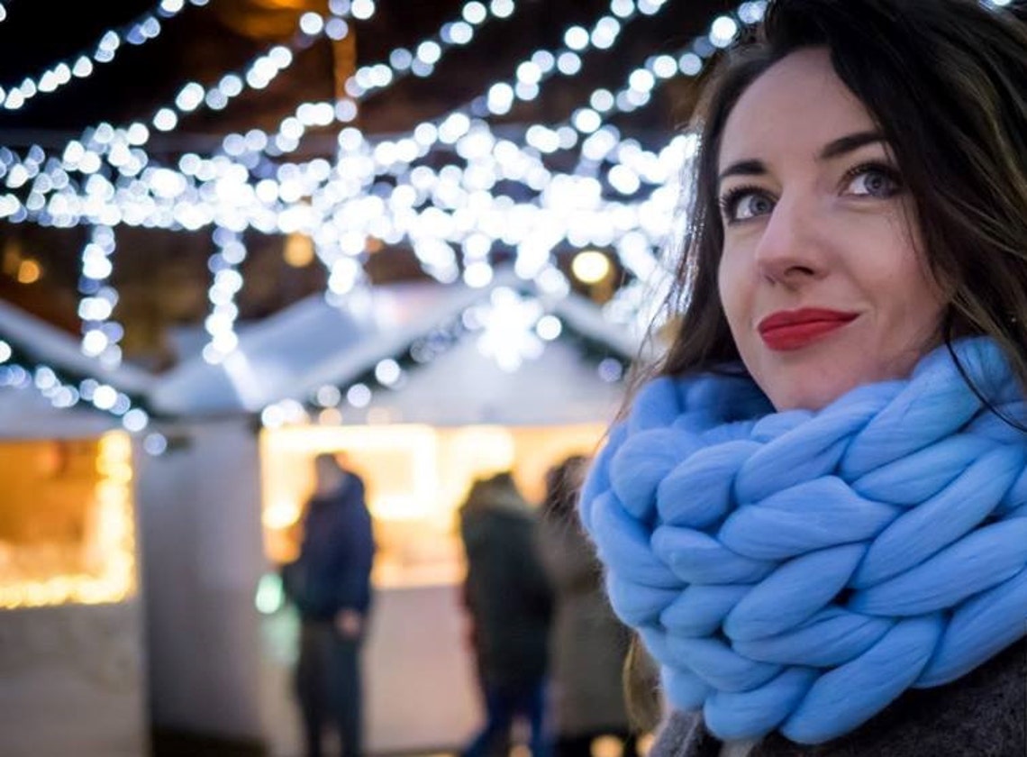 Chunky Knit Merino Wool Infinity Scarf - Handmade Winter Scarf - Etsy