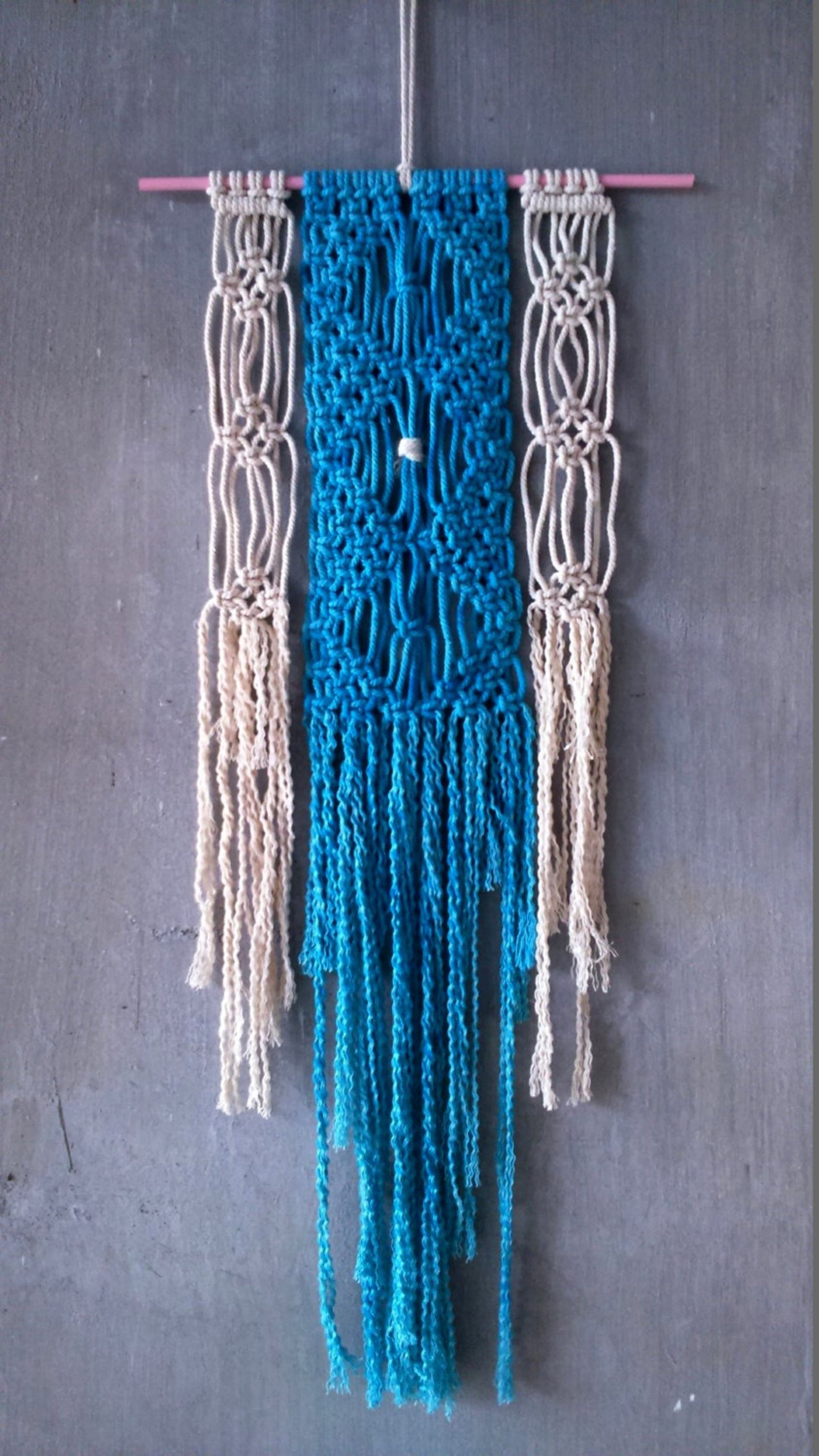 Macrame Colorful Modern Wall Hanging/ Hand Dyed Wall Art/ Turquoise ...