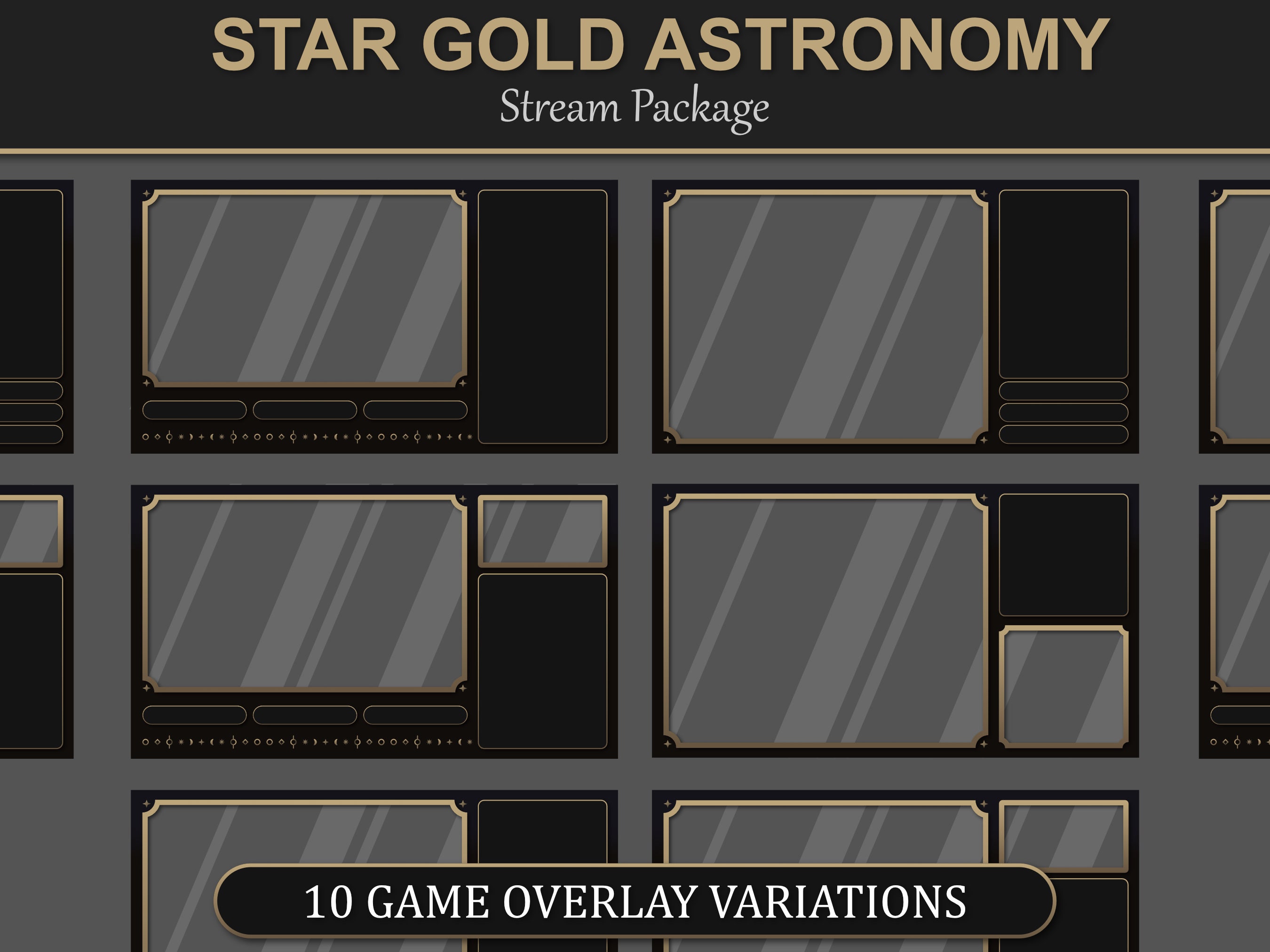 Star Gold Astronomy Twitch Overlays Animated Stream Package videos ...