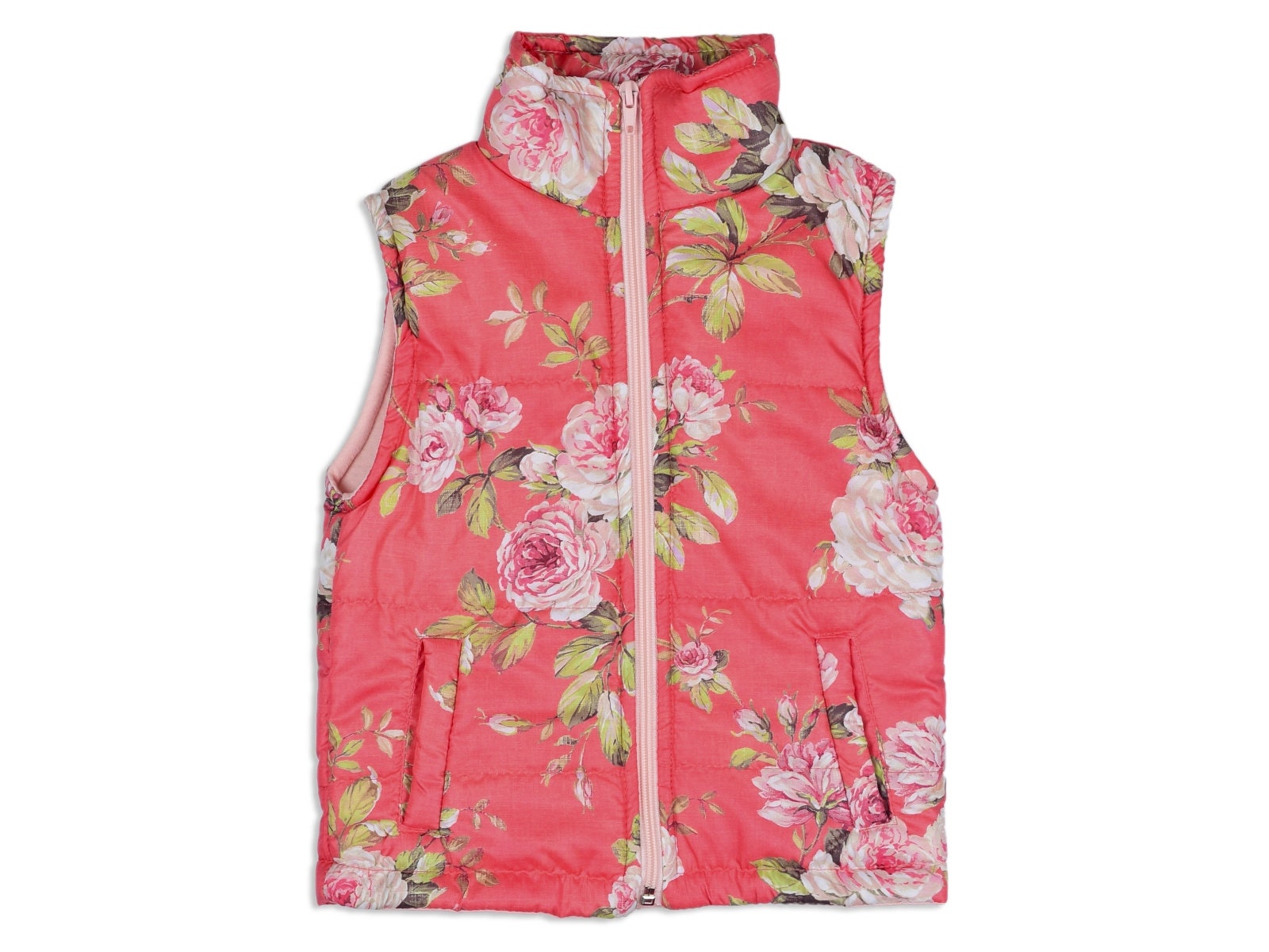 Stylish Red Vest for Girls With Flower Patterns 2 Years - Etsy