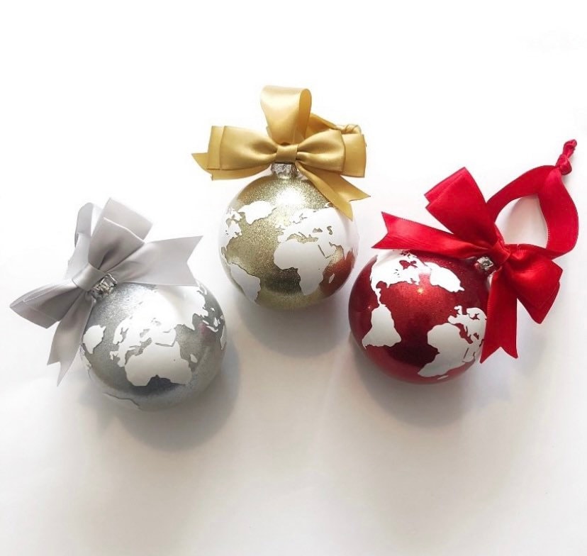 Personalised World Map Christmas Tree Bauble Gift, Travel Gift, Cabin ...