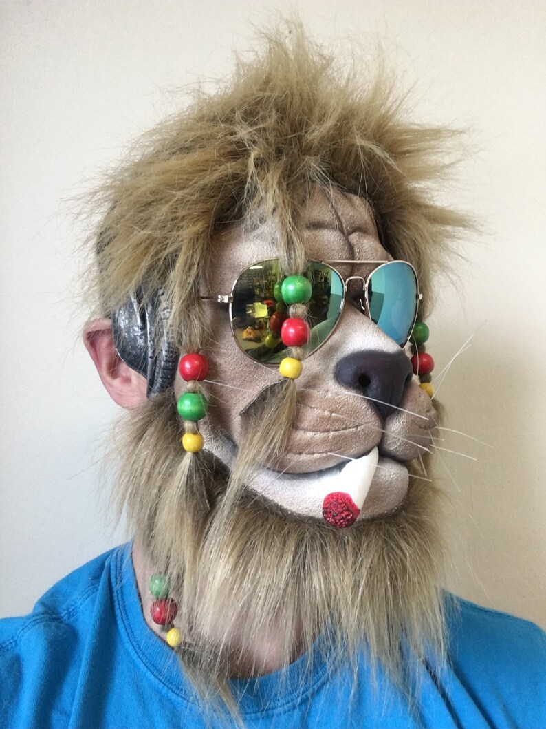 Rasta Lion Latex Mask Wig Fake Joint Dreadlocks Fancy Dress - Etsy