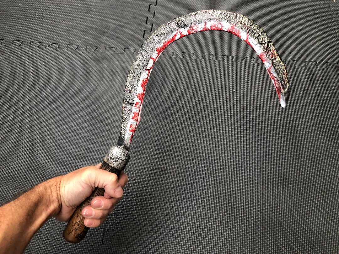 Realistic Handheld Bloody Sickle Scythe Corn Knife Horror Movie Prop ...