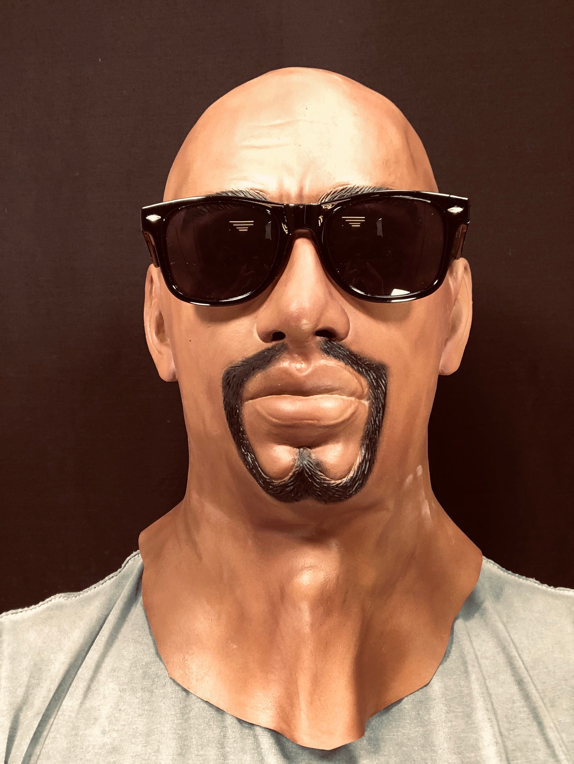 Realistic Black Male Man Mask With Beard Latex Full Head & | Etsy UK