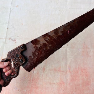 Customized Bloody Hand Saw Vintage Horror Movie Prop PU Hacksaw ...