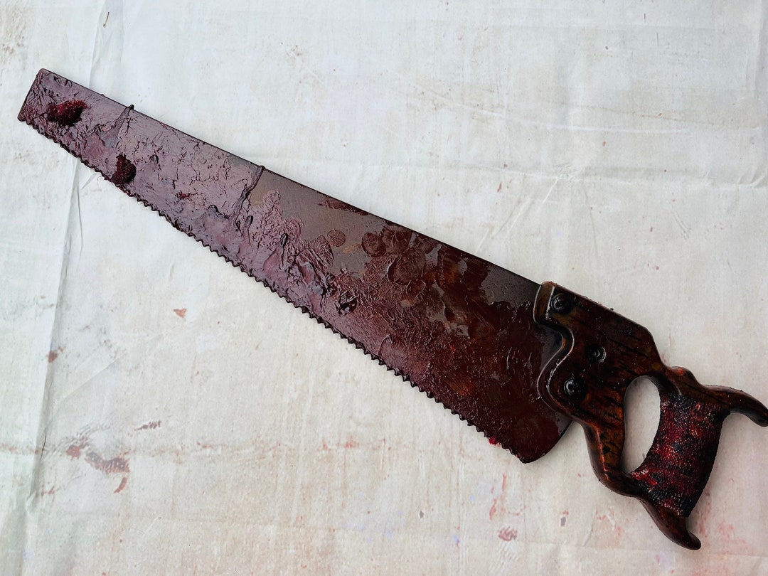 Customized Bloody Hand Saw Vintage Horror Movie Prop PU Hacksaw ...