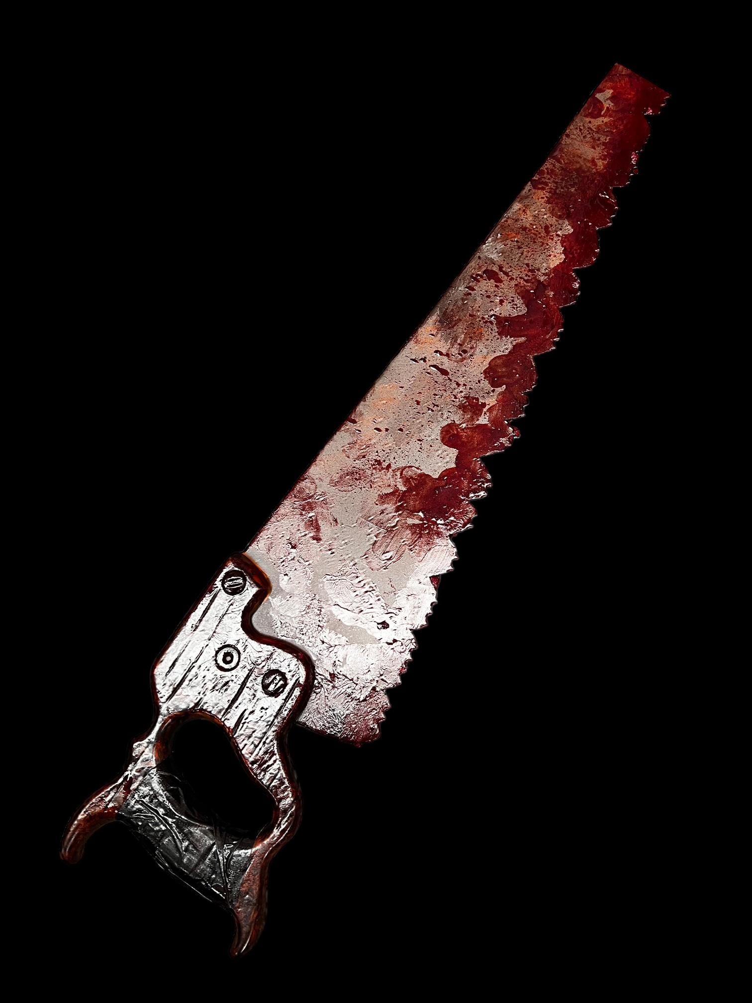 Vintage Saw Movie Prop PU, Bloody Hand Saw Horror Sawtooth Blade ...