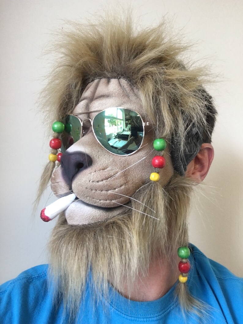 Rasta Lion Latex Mask Wig Fake Joint Dreadlocks Fancy Dress - Etsy