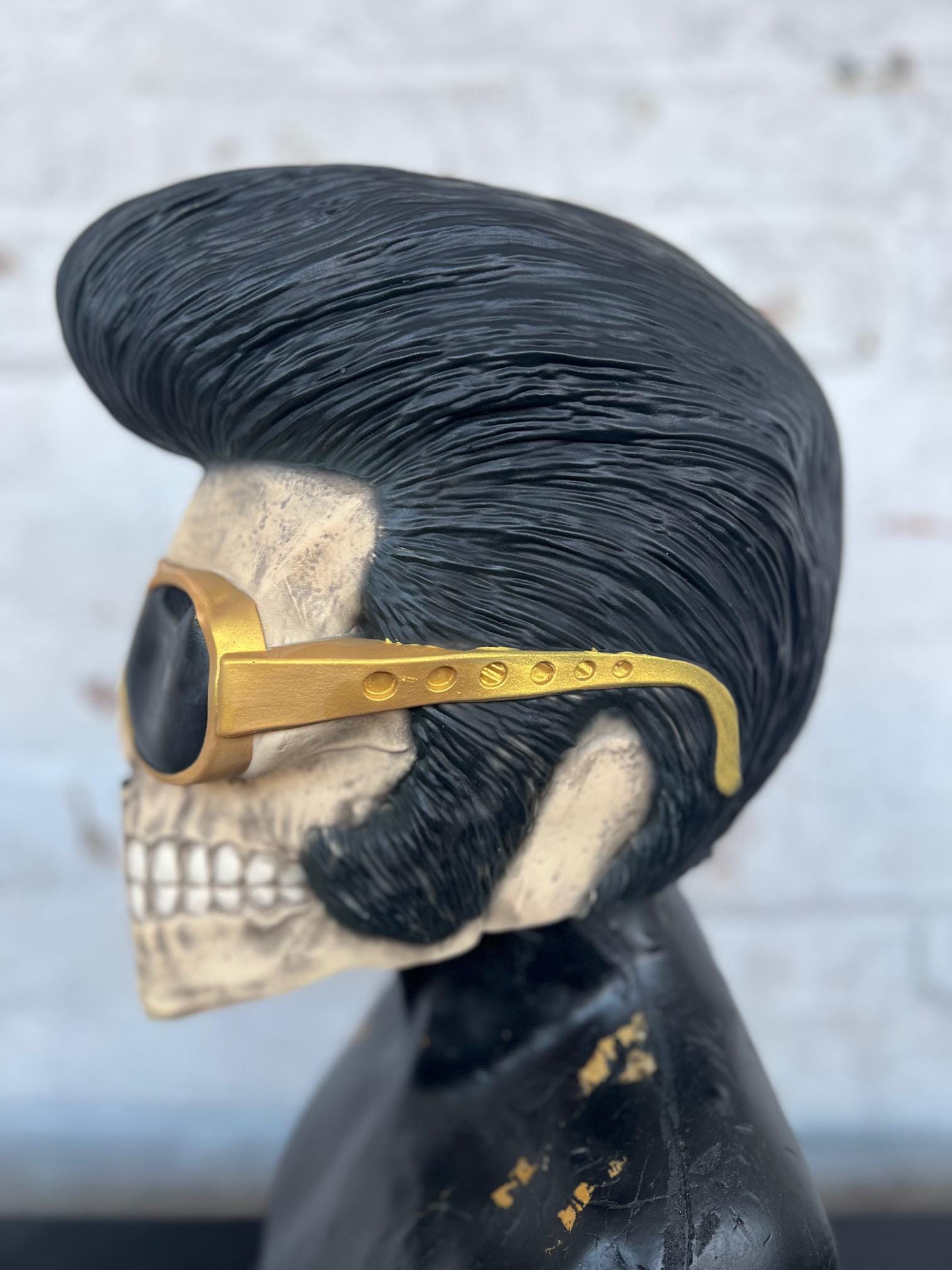 Dead Elvis Skull Mask With Gold Glasses - Etsy