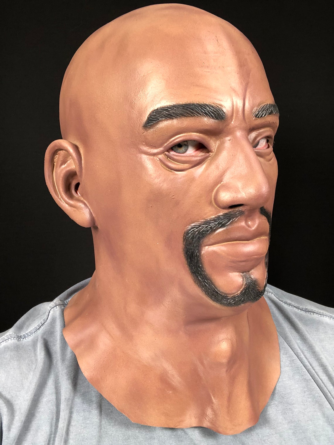 Realistic Black Male Man Mask With Beard Latex Full Head & | Etsy UK