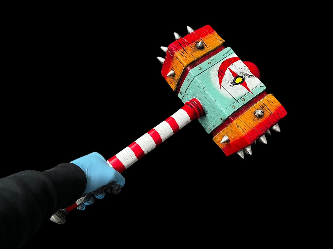 Large Spiked Clown Mallet Multi Colour Hammer Movie Prop PU Horror ...