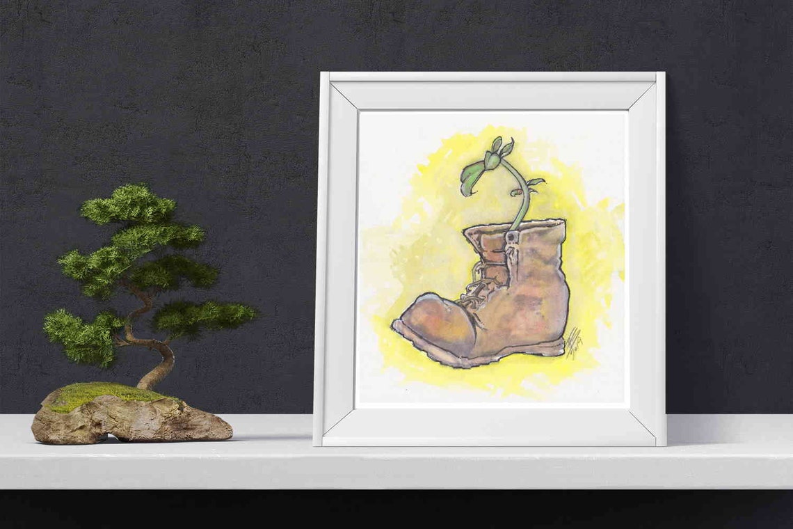 WALL-E BOOT PLANT Fine Art Quality Print (multiple Sizes) / Disney ...