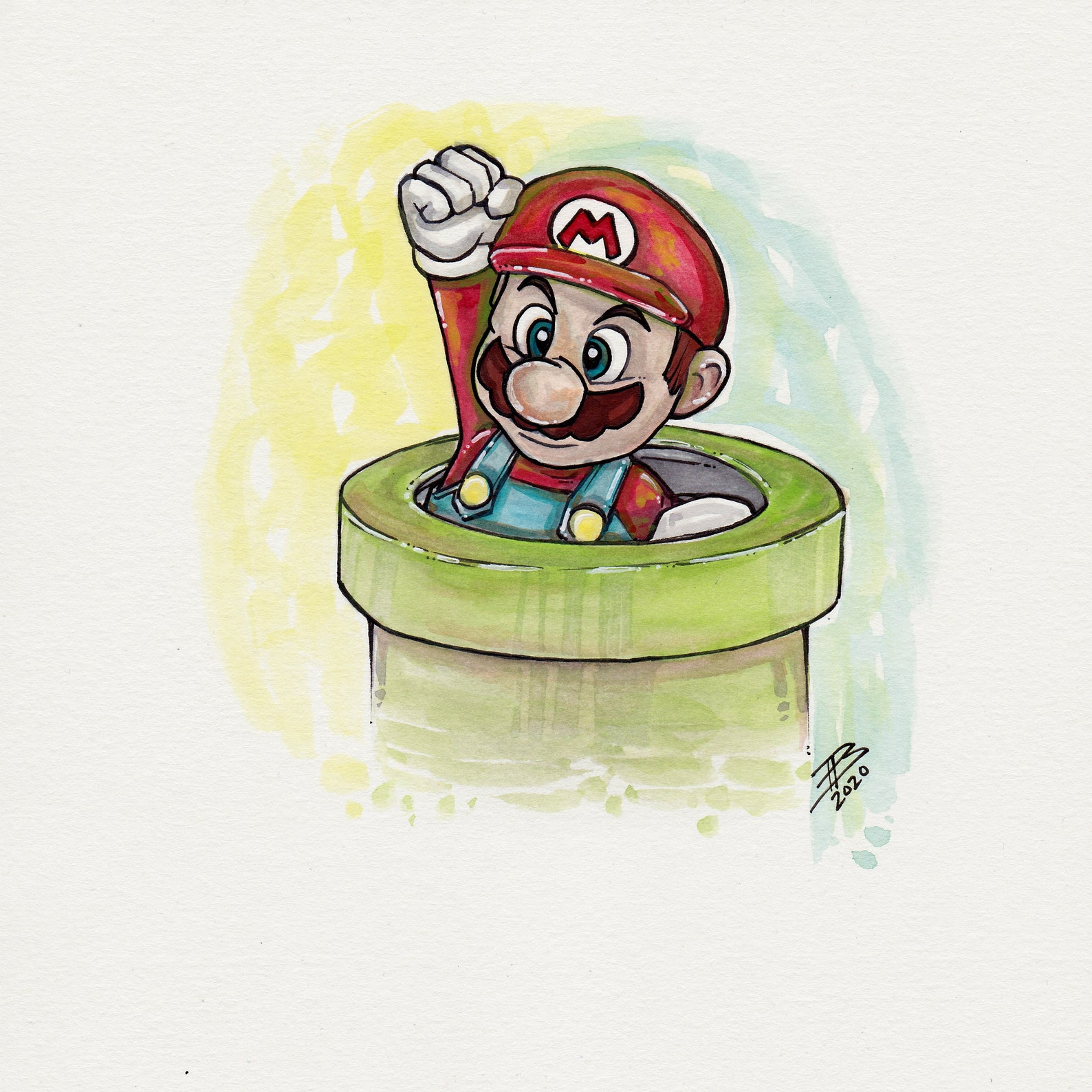 MARIO Original Watercolor Painting / Super Mario Beautiful - Etsy