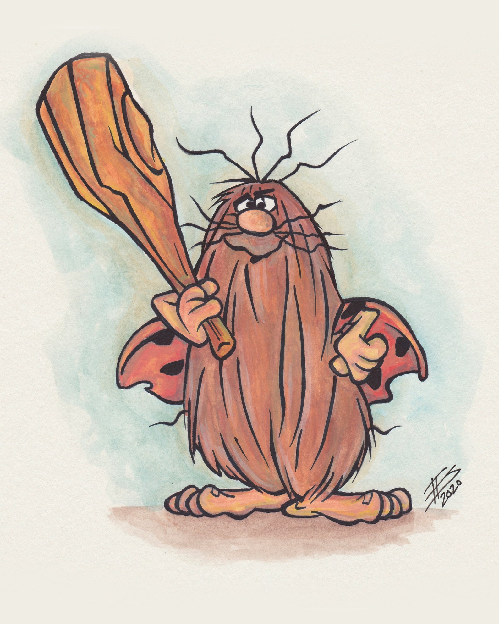 CAPTAIN CAVEMAN Fine Art Quality Print multiple Sizes / Saturday ...