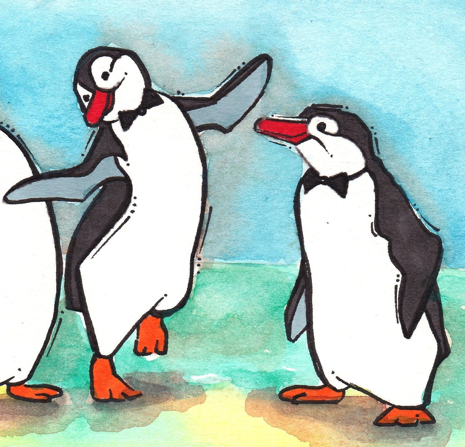 Adorable Mary Poppins Penguins Fine Art Quality Print - Etsy