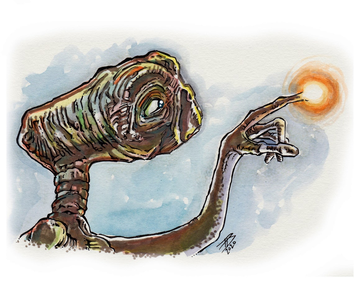 Beautiful ET the Extra Terrestrial Fine Art Quality Print (multiple ...