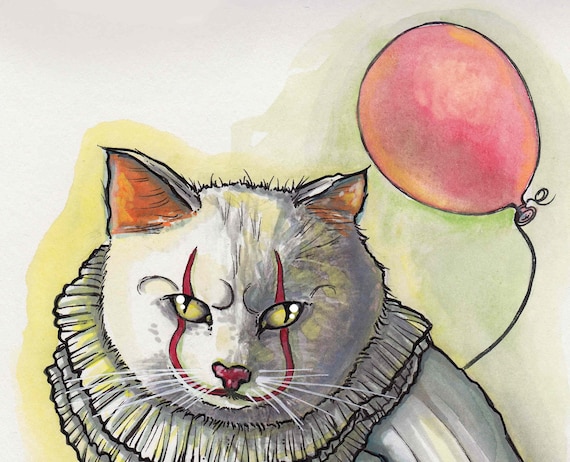 Pennywise Cat Fine Art Quality Print multiple Sizes / | Etsy