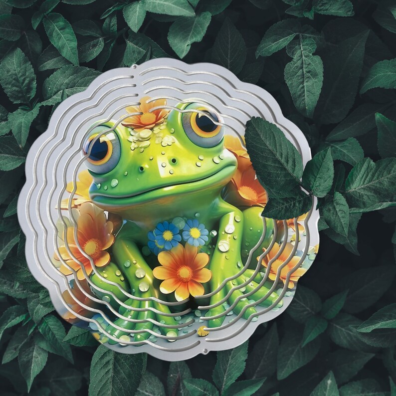 Frog Wind Spinner 8 Double Sided Inside Outside Decor Patio Garden ...