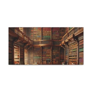 Library Wall Art Canvas, Elegant Home Decor, Book Lovers Gift, Vintage ...
