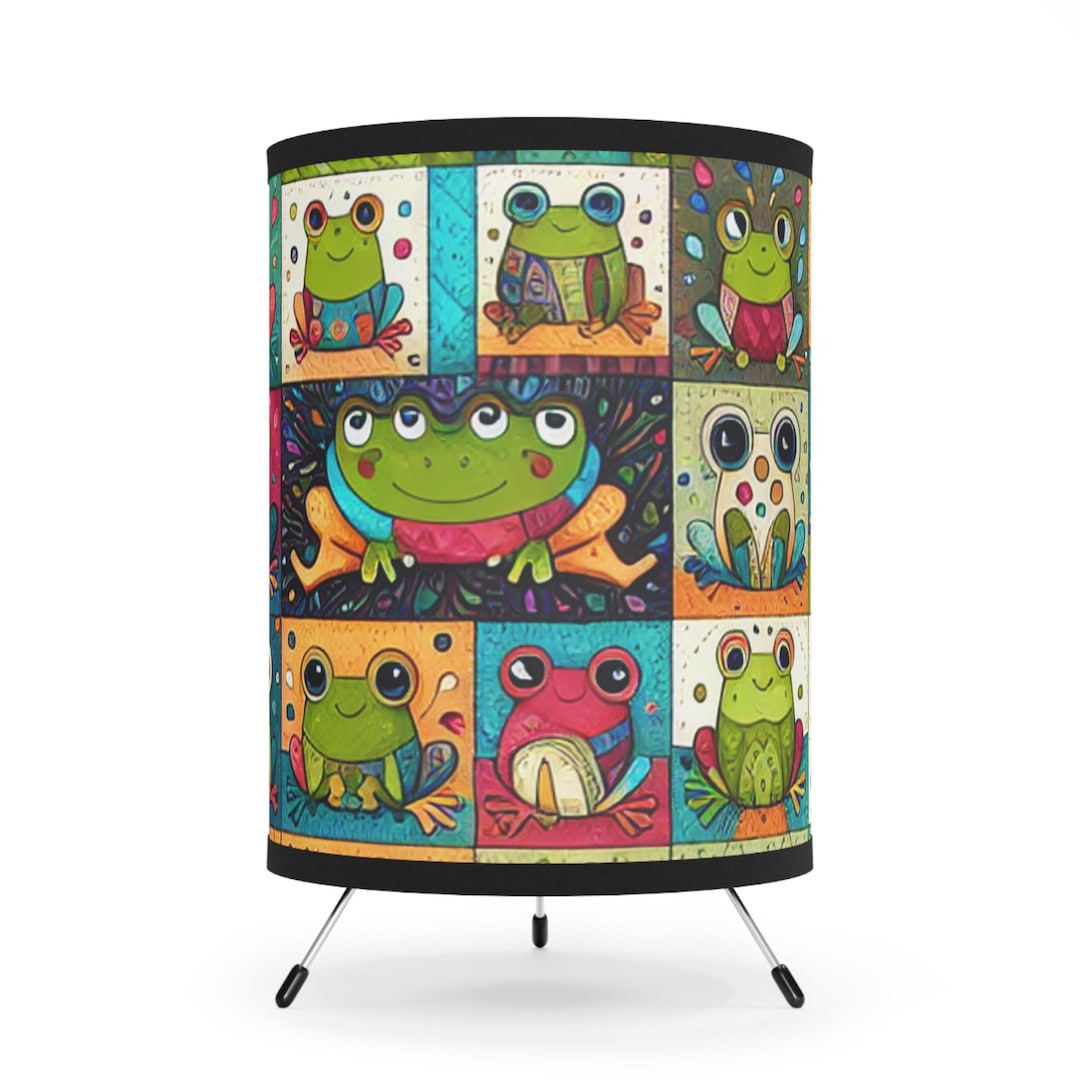 Whimsical Frogs Tripod Lamp, Frog Shade, Desk Table Light, Kids Room ...