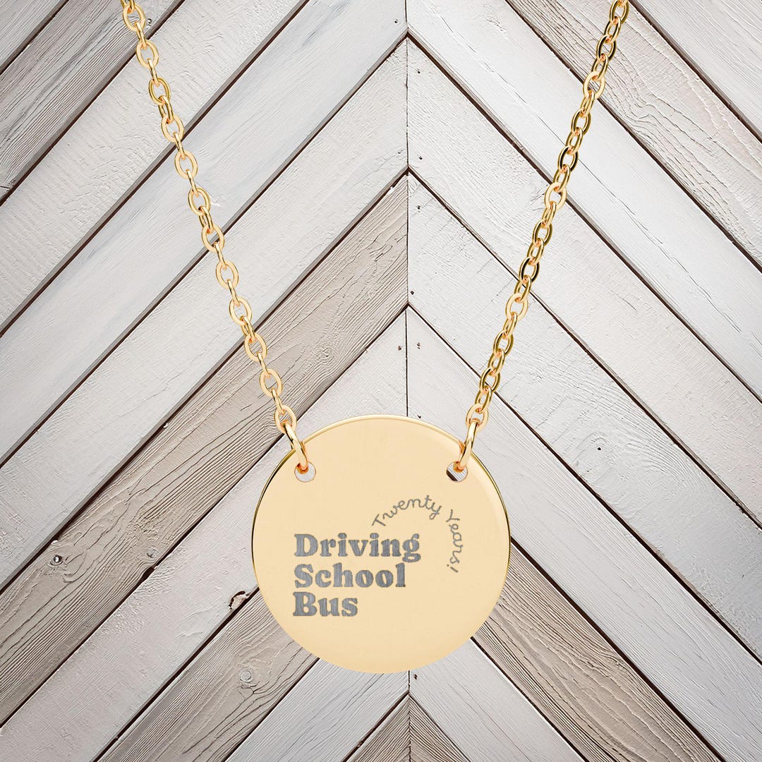 Custom School Bus Driver Circle Necklace Stainless Steel Personalized ...