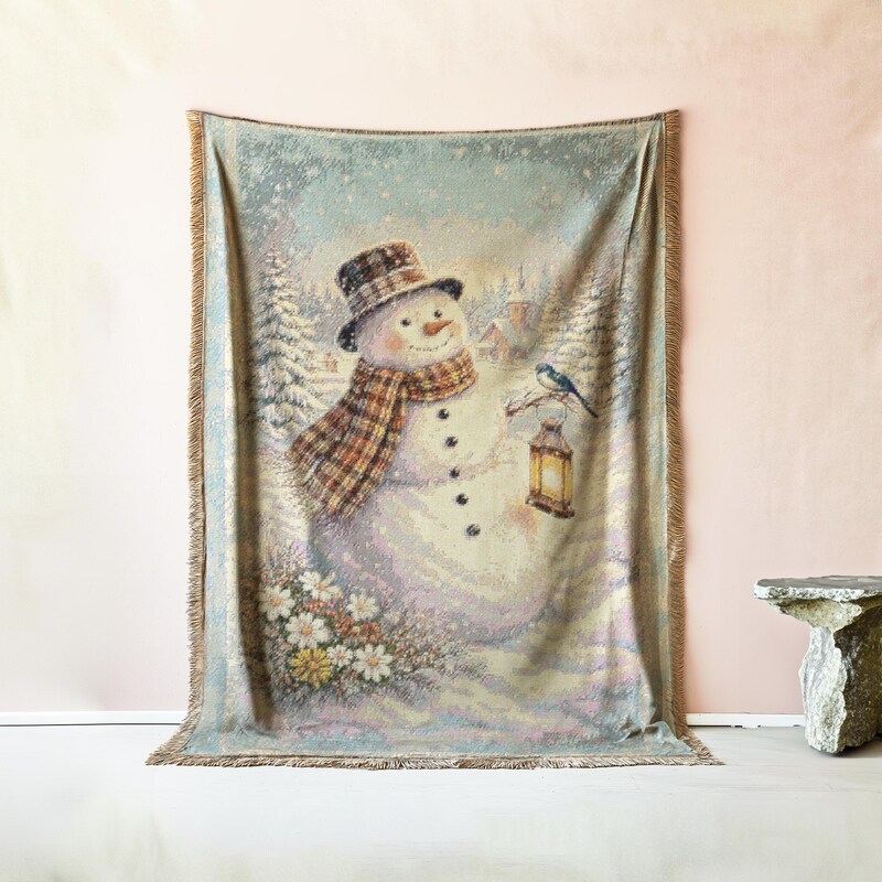 Snowman Tapestry Throw - Etsy UK
