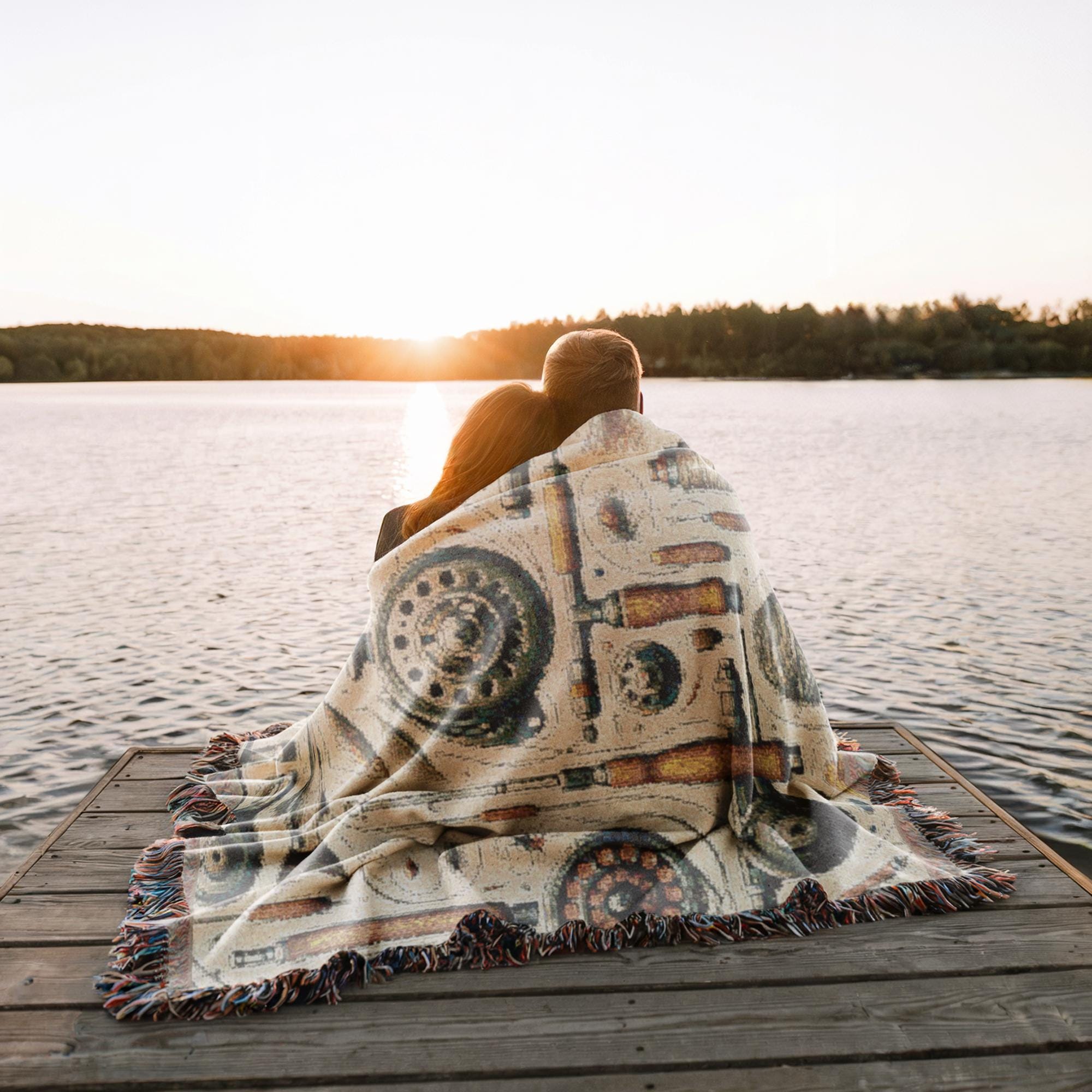 Fly Fishing Woven Blanket Quilt - Rustic Country Decor for Fishermen ...