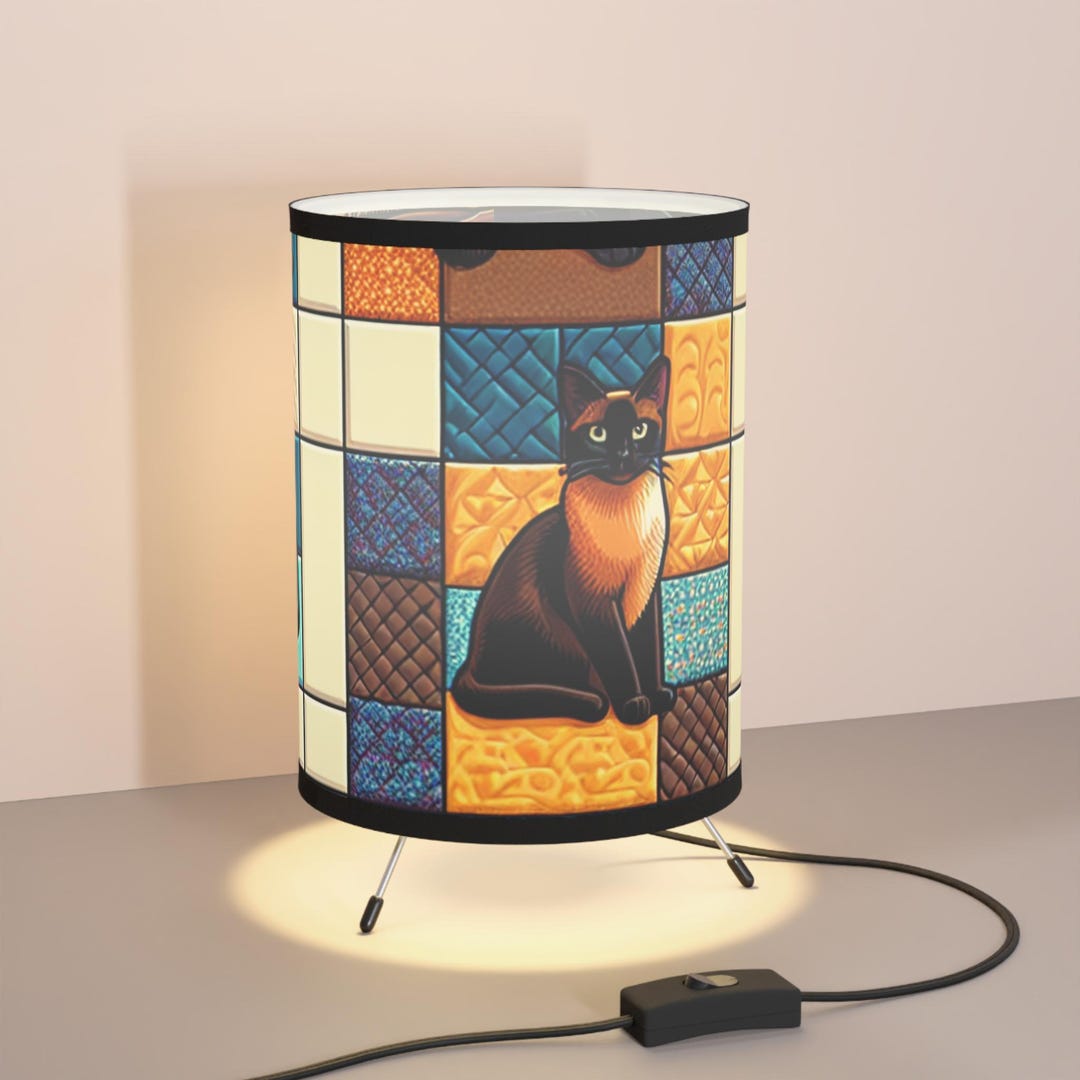 Cats Tripod Lamp, Cottagecore Desk Table Decor, Country Cottage Shade ...