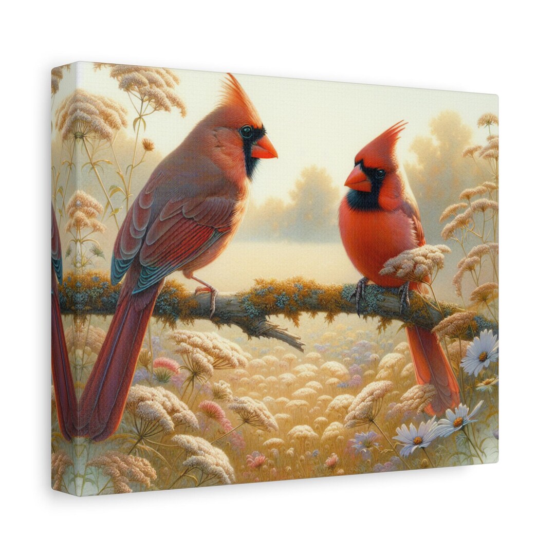 Cardinal Watercolor Painting Print Birds Canvas Art, Home Office Decor ...